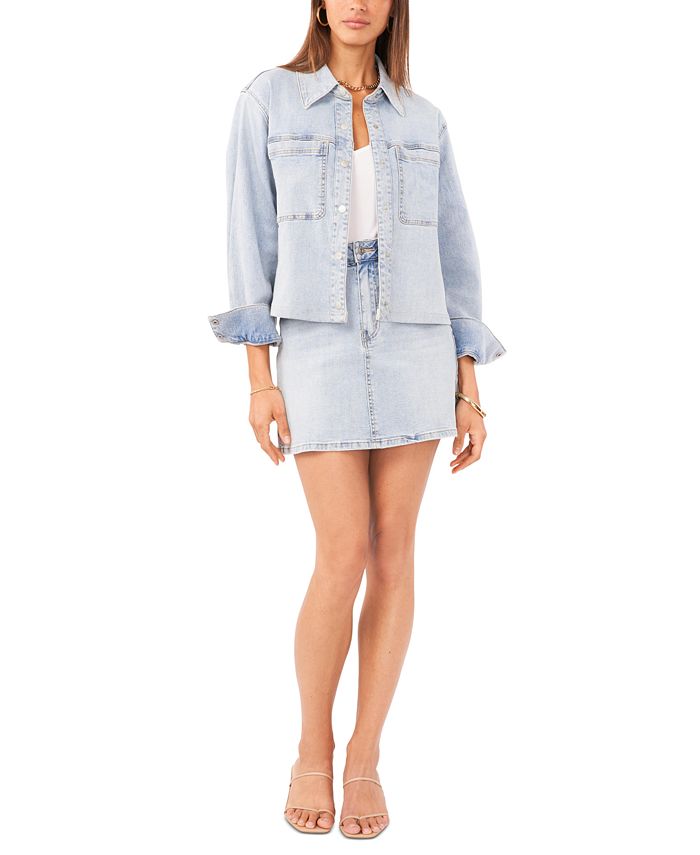 1.STATE Women's Cropped Front Pocket Denim Jacket - Macy's