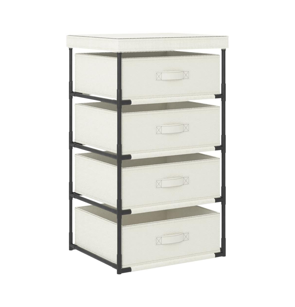 Click here for Storage Rack with 4 Fabric Baskets Steel Cream - C... prices