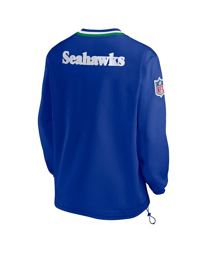 Nike Men's Royal Seattle Seahawks Throwback V-Neck Pullover Windbreaker ...
