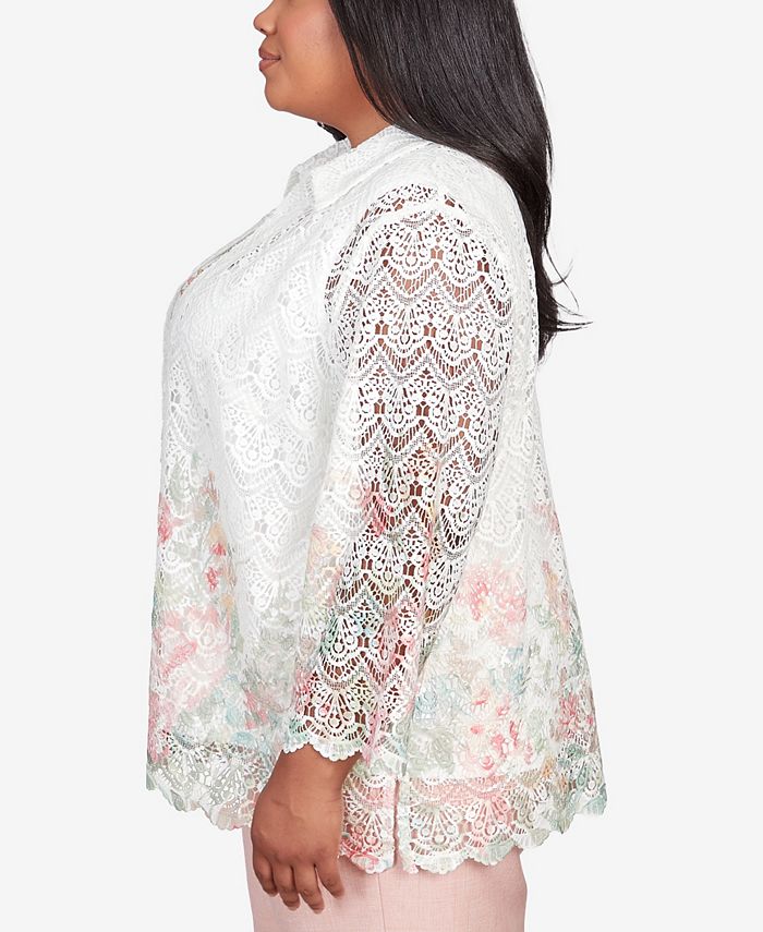 Alfred Dunner Plus Size English Garden Floral Border Lace Two in One ...