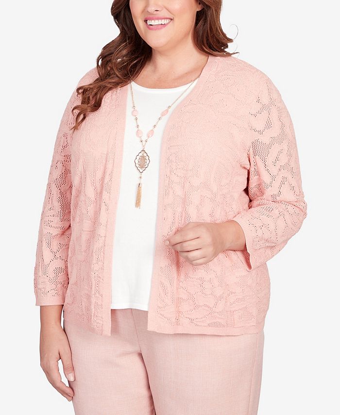 Alfred Dunner Plus Size English Garden Flower Stitch Two in One Top ...