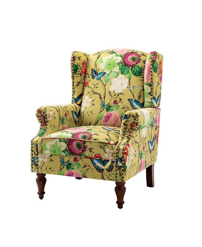 Hulala Home Millicent Upholstered Wingback Armchair with Nailhead Trim ...