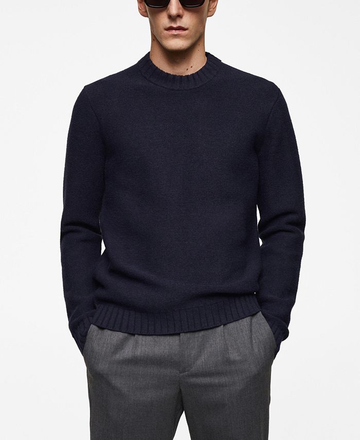MANGO Men's Ribbed Details Knitted Sweater - Macy's