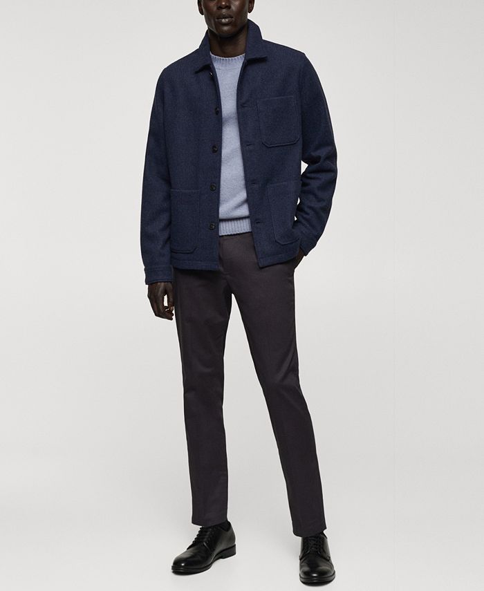 MANGO Men's Double-Faced Pockets Detail Wool Overshirt - Macy's
