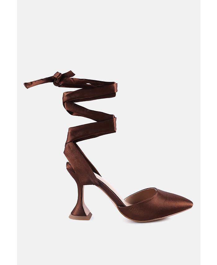 London Rag Women's Fonda Spool Heel Tie Up Satin Sandals - Macy's