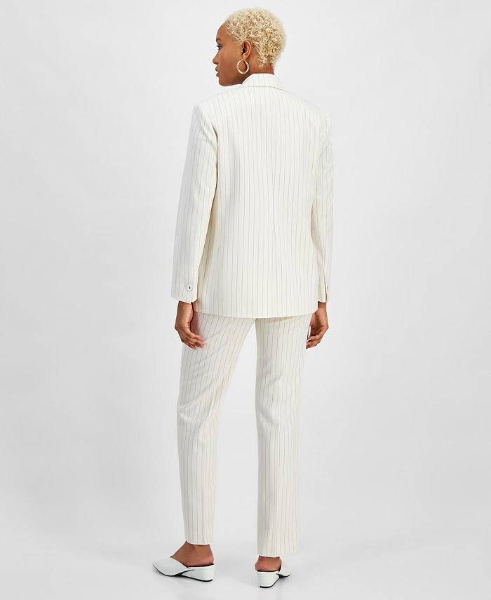 Bar III Women's Pinstripe Single-Breasted Blazer, Vest & Straight-Leg ...