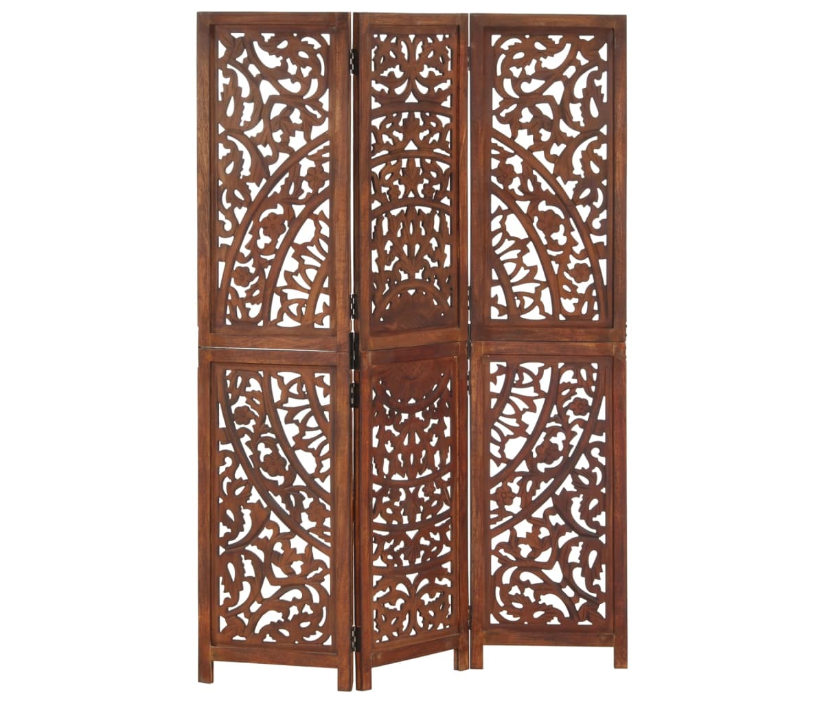 Click here for Hand carved 3-Panel Room Divider Brown 47.2x65 Sol... prices
