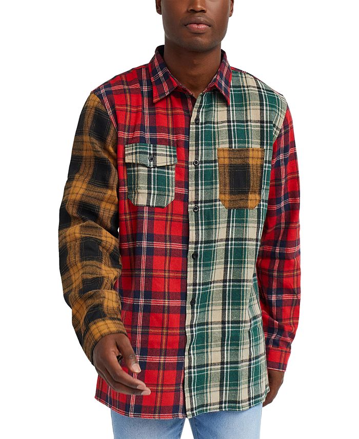 Reason Men's Split Flannel Long Sleeves Shirt - Macy's
