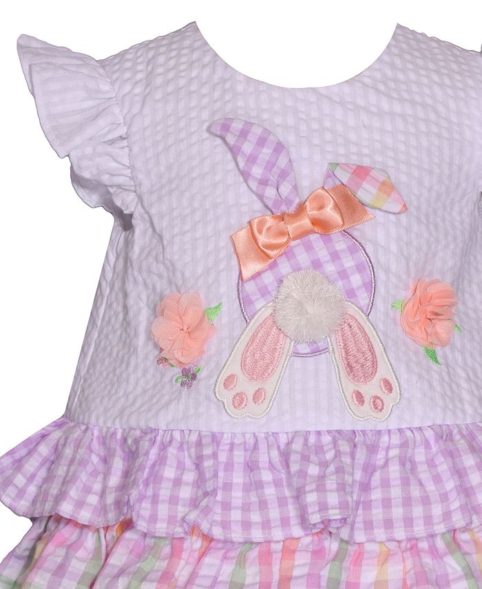 Bonnie Baby Baby Girls Flutter Sleeved Bunny Tail Applique Top and ...