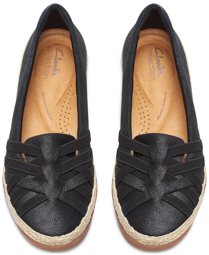 Clarks Women's Elaina Petal Woven-Vamp Jute-Trim Flats - Macy's