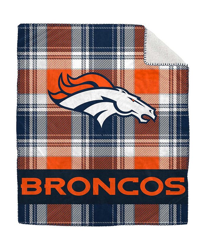 Pegasus Home Fashions Denver Broncos 50" x 60" Plaid Flannel Sherpa ...