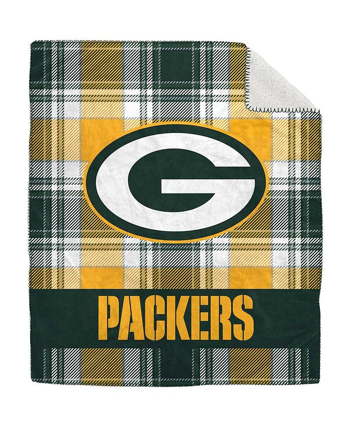 Pegasus Home Fashions Green Bay Packers 50" x 60" Plaid Flannel Sherpa ...