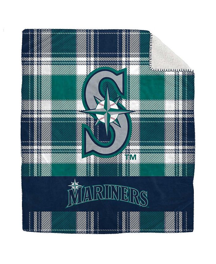 Pegasus Home Fashions Seattle Mariners 50" x 60" Plaid Flannel Sherpa ...