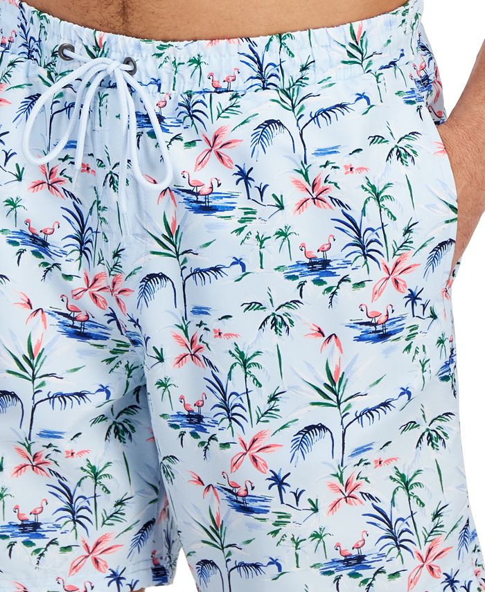 Club Room Men's Flamingo Floral-Print Quick-Dry 7" Swim Trunks, Created ...