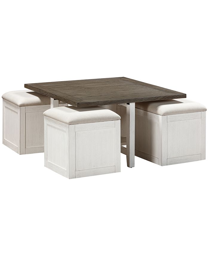 Furniture Dawnwood 40" Wood Square Cocktail Nesting Table, Created for ...