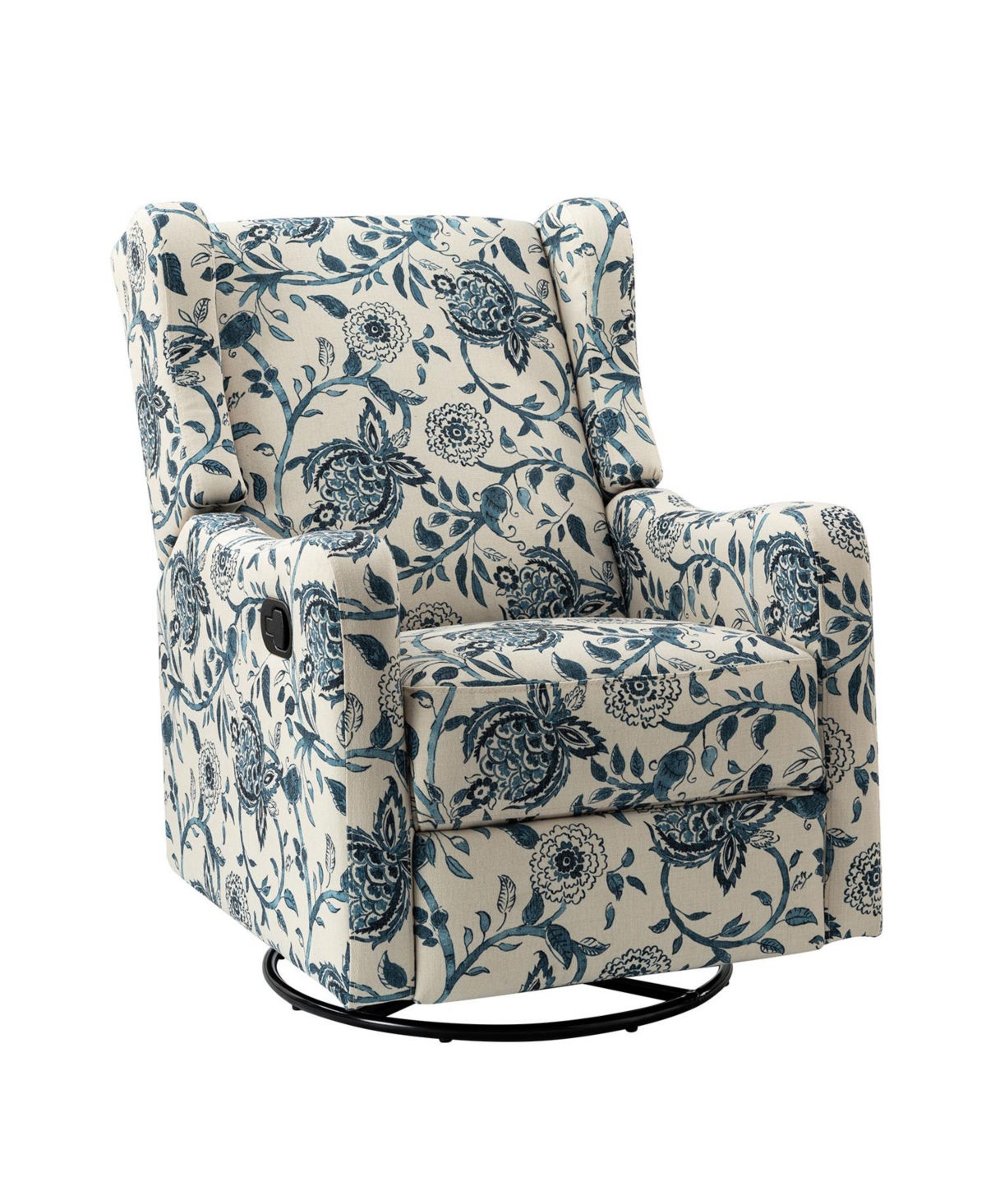 Click here for Yaffa Floral Swivel Gliders Manual Recliner - Blue prices