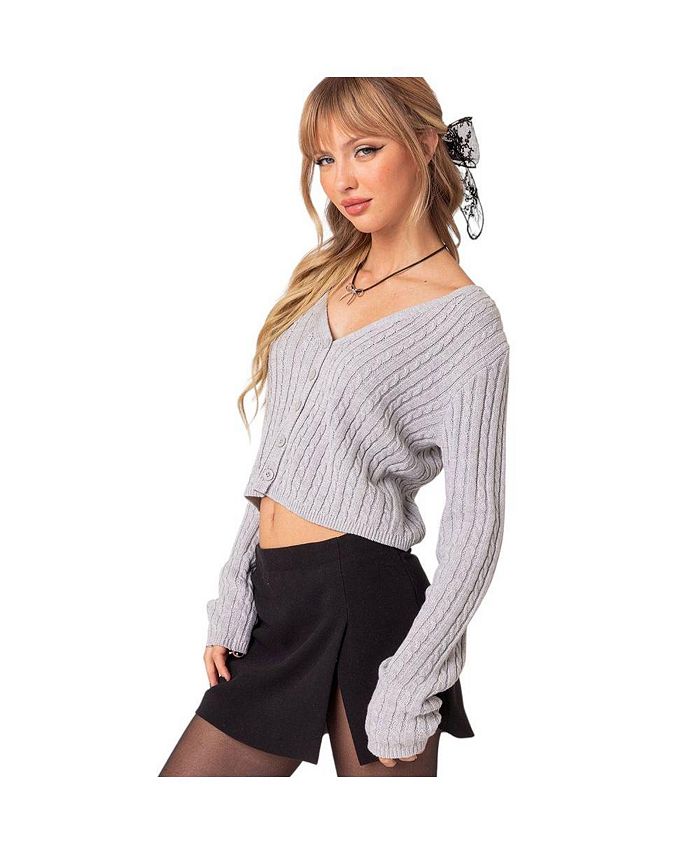 Edikted Women's Elliot cable knit cardigan - Macy's