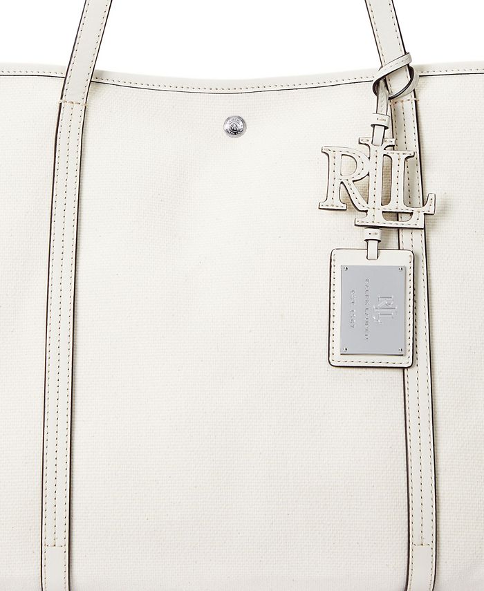 Lauren Ralph Lauren Canvas and Leather Large Emerie Tote - Macy's