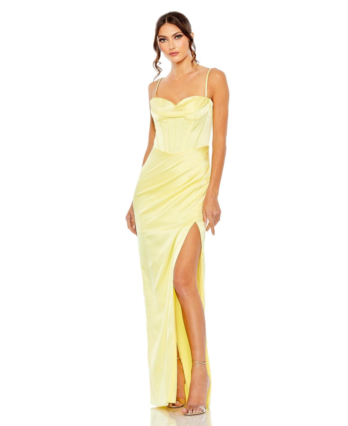Click here for Mac Duggal Womens Bustier Side Ruched Bodycon Gown... prices
