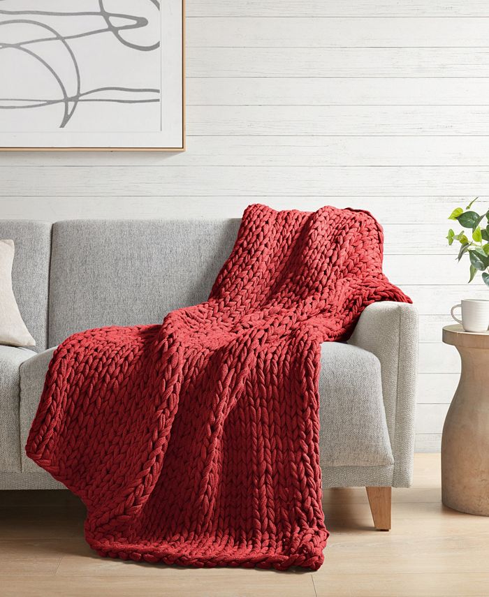 Madison Park Chunky-Knit Handmade Throw, 50" x 60" - Macy's