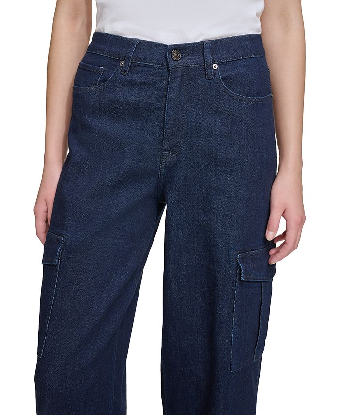 DKNY Jeans Women's High-Rise Wide-Leg Cargo Jeans - Macy's