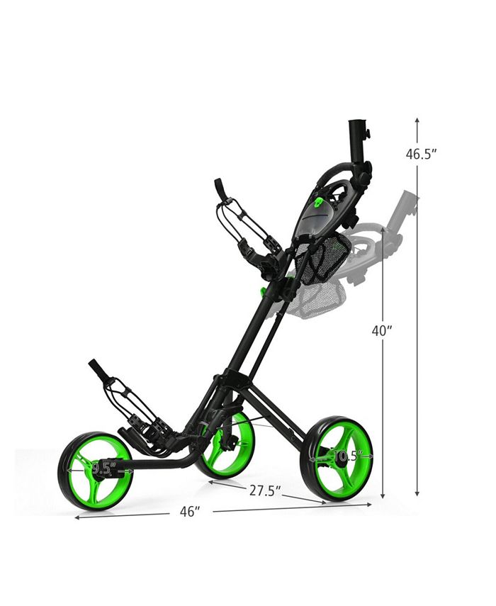 SUGIFT 3 Wheel Folding Golf Push Cart with Brake Scoreboard Adjustable ...