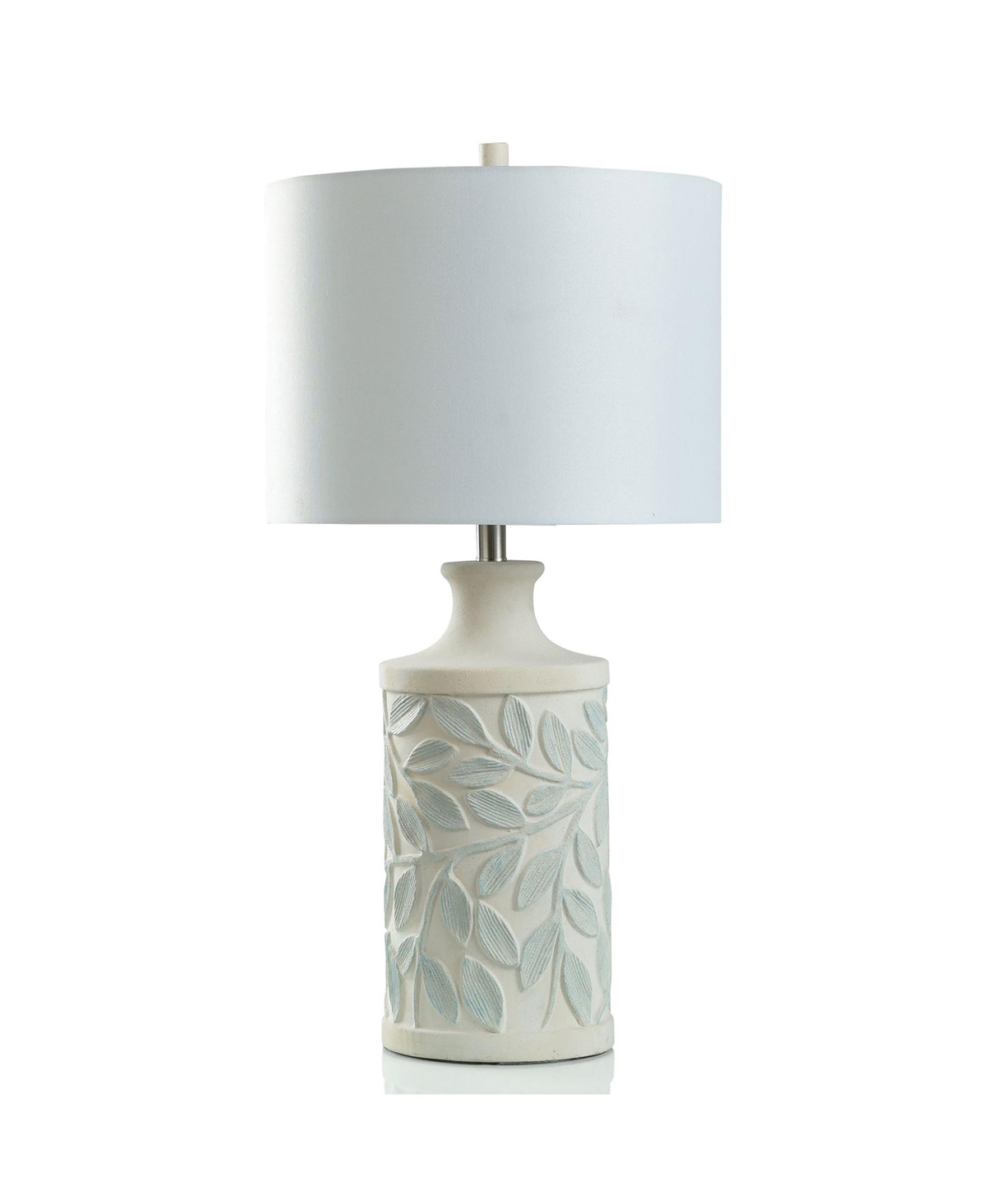 Click here for 30 Two Tone Textured Leaf Motif Table Lamp - Cream... prices