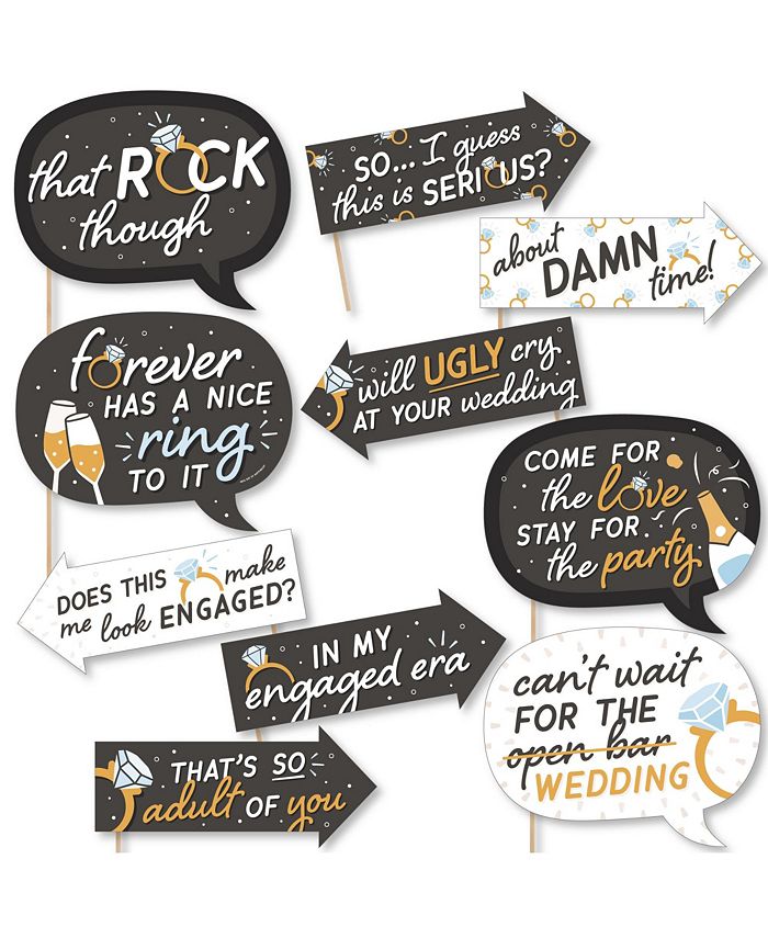 Big Dot of Happiness Funny Just Engaged - Black and White - Engagement ...