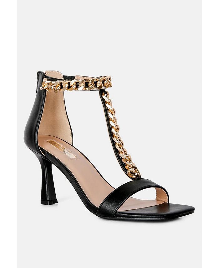 London Rag Women's Real Gem T Strap Chain Detail Sandals - Macy's