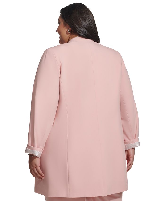 Calvin Klein Plus Size Open-Front Rolled-Cuff Jacket - Macy's