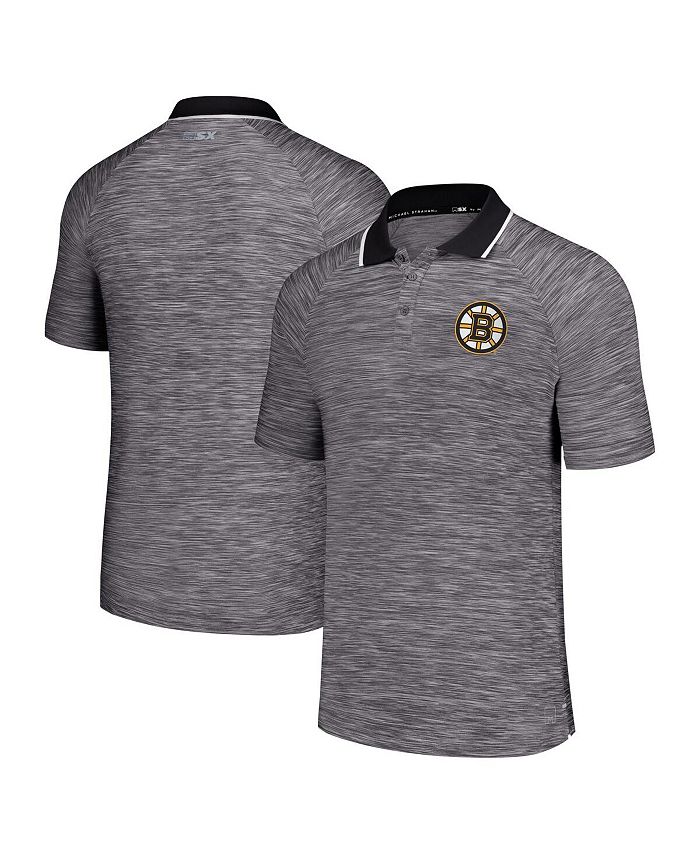 MSX by Michael Strahan Men's Gray Boston Bruins Strategy Raglan Polo ...