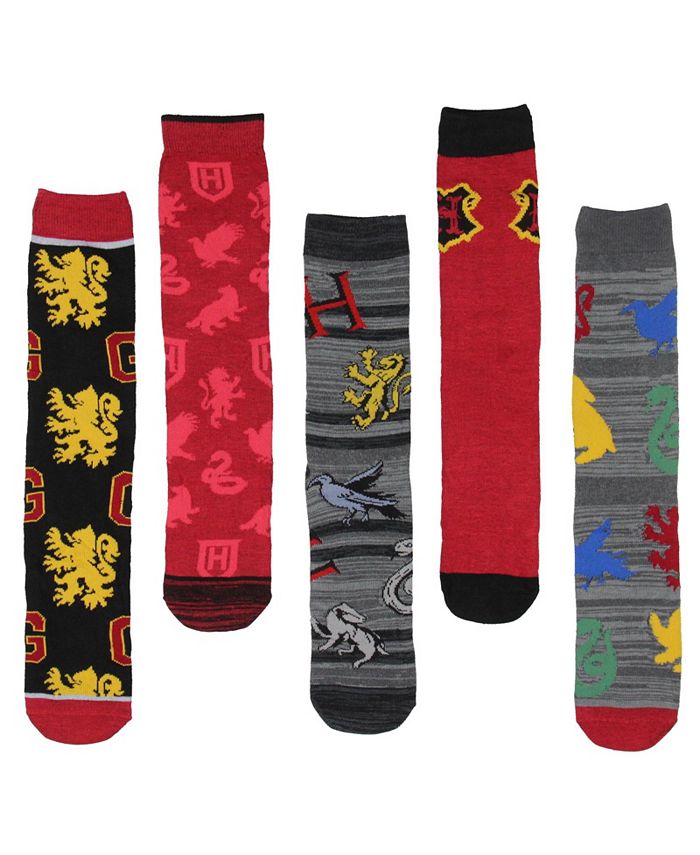 Harry Potter Socks Hogwarts Crest and Animal Designs 5 Pair Adult ...
