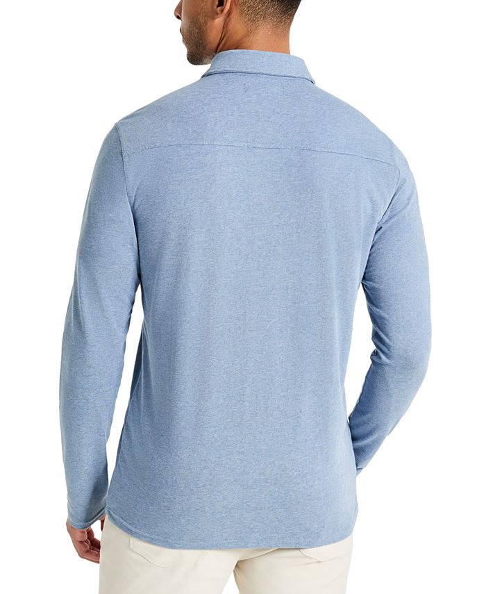 Kenneth Cole Men's 4-Way Stretch Heathered Long-Sleeve Piqué Polo Shirt ...