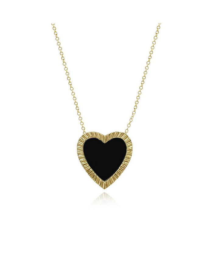 Alev Jewelry AJ by ALEV Fluted Outline Stone Heart Necklace - Macy's