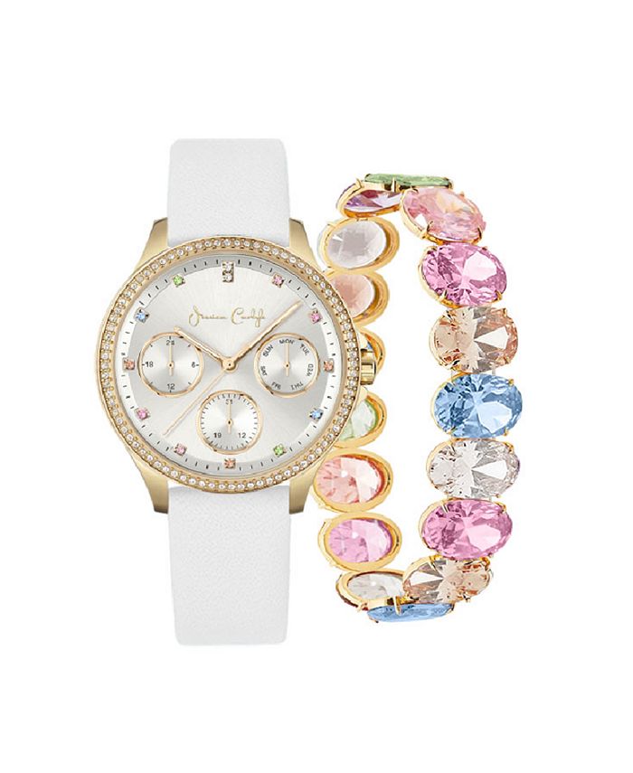 Jessica Carlyle Women's Quartz White Polyurethane Leather Watch 38mm ...