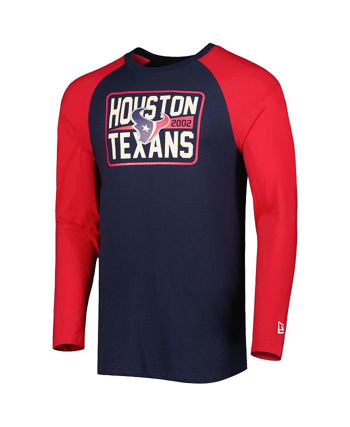 New Era Men's Navy Houston Texans Current Raglan Long Sleeve T-shirt ...