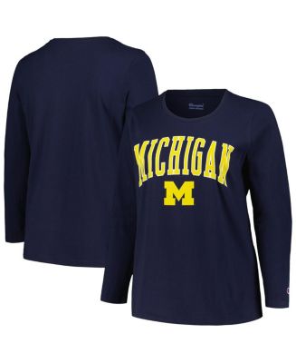 Women's Profile Navy Michigan Wolverines Plus Size Arch Over Logo Scoop ...