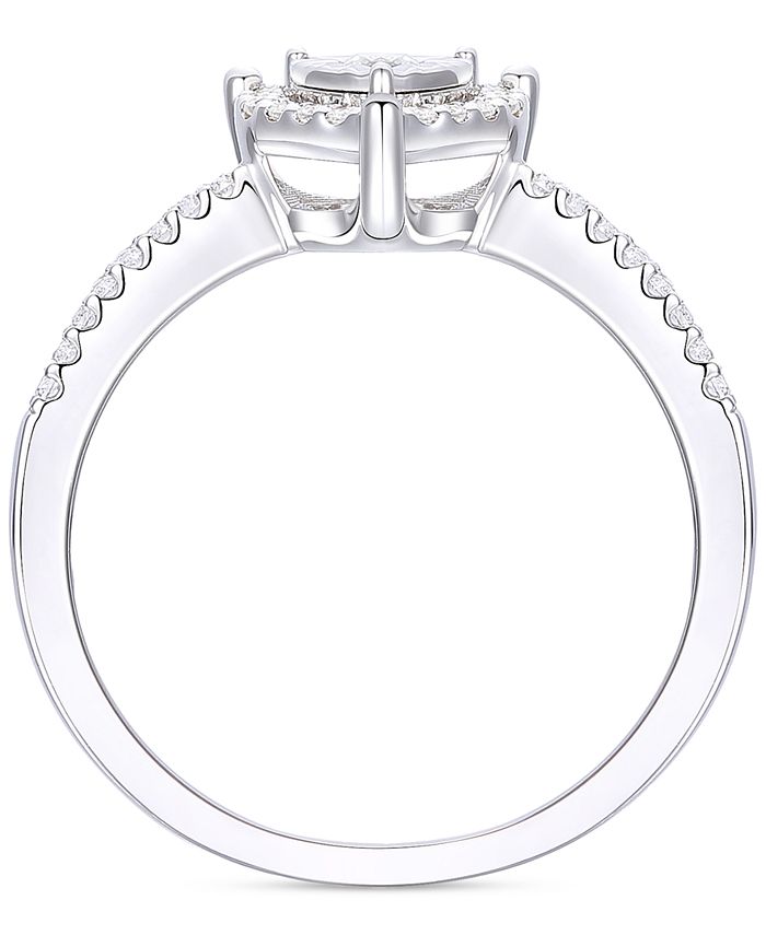Promised Love Diamond Heart Halo Ring (1/4 ct. t.w.) in Sterling Silver ...