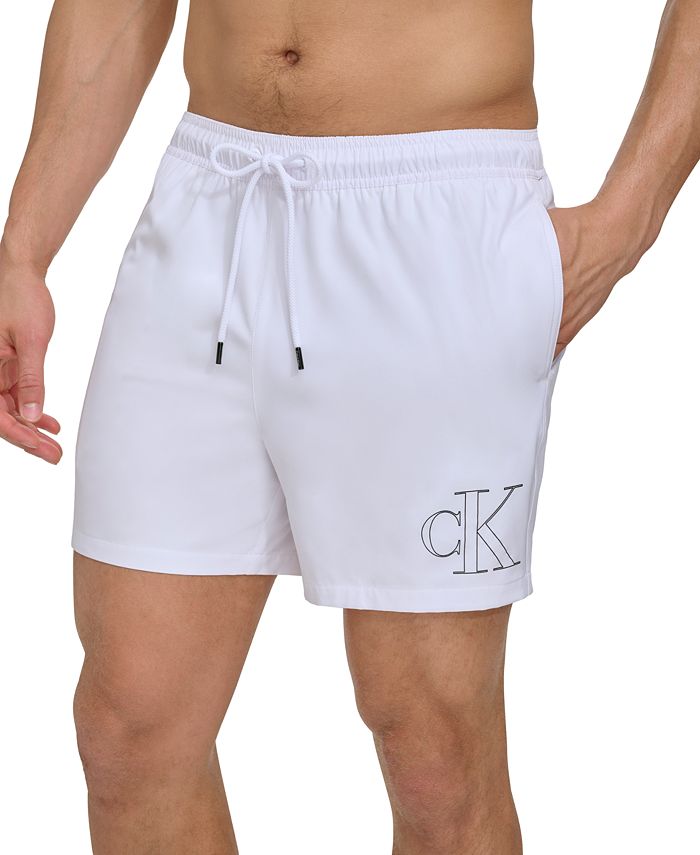 Calvin Klein Men's Outline Logo Modern Euro 5" Volley Swim Trunks - Macy's