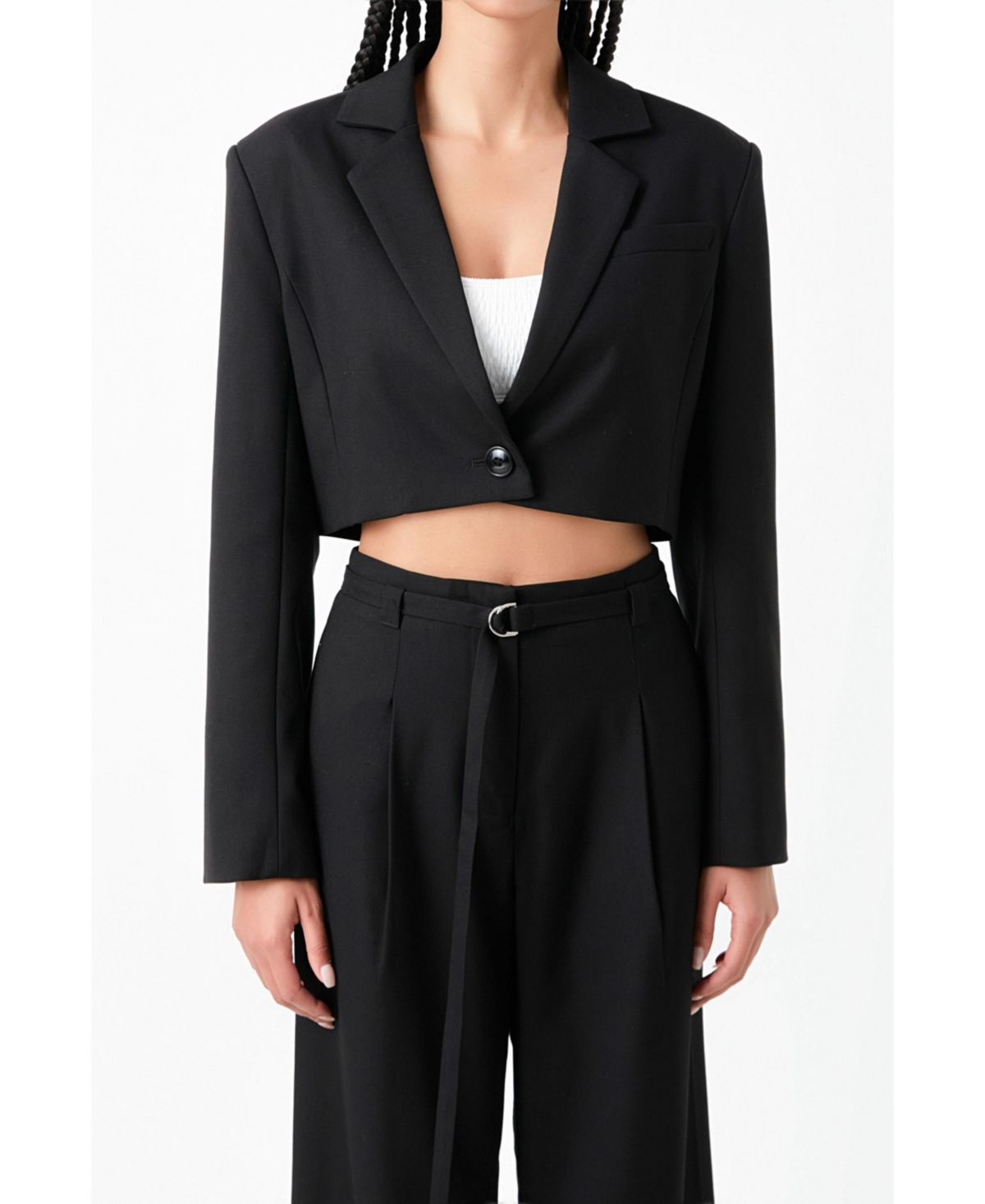 Click here for Grey Lab Womens Oversized Cropped Blazer - Black prices