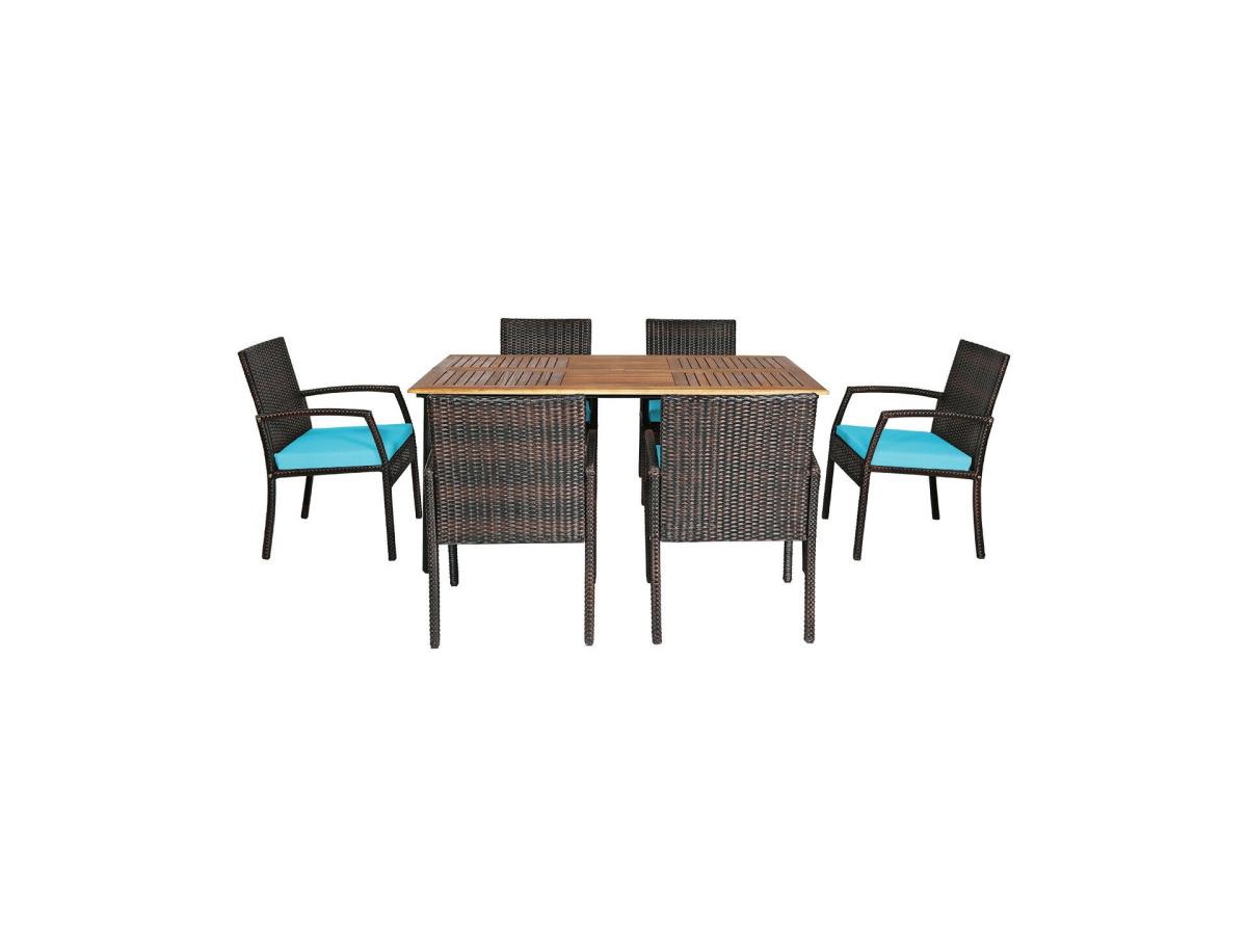 Click here for Slickblue 7 pieces Patio Rattan Cushioned Dining S... prices
