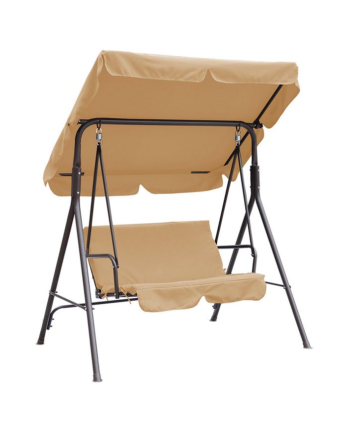 Mondawe Two Person Porch Swing Bench with Adjustable Canopy & Removable ...