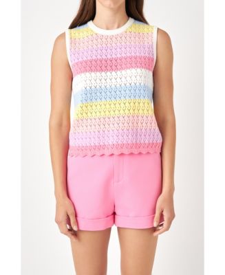 Women's Striped Crochet Top - Macy's