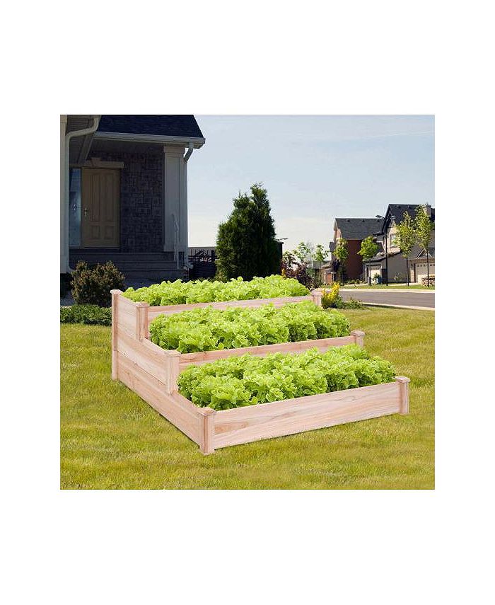 Slickblue 3 Tier Wooden Raised Garden Flower Vegetables Bed Macys