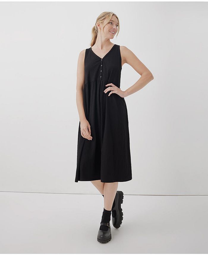 Pact Organic Cotton Relaxed Slub Henley Tank Dress - Macy's