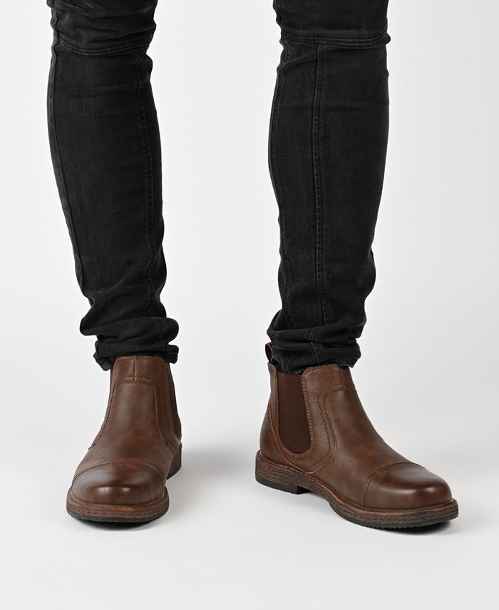 Vance Co. Men's Lancaster Wide Tru Comfort Foam Pull-On Cap Toe Chelsea ...