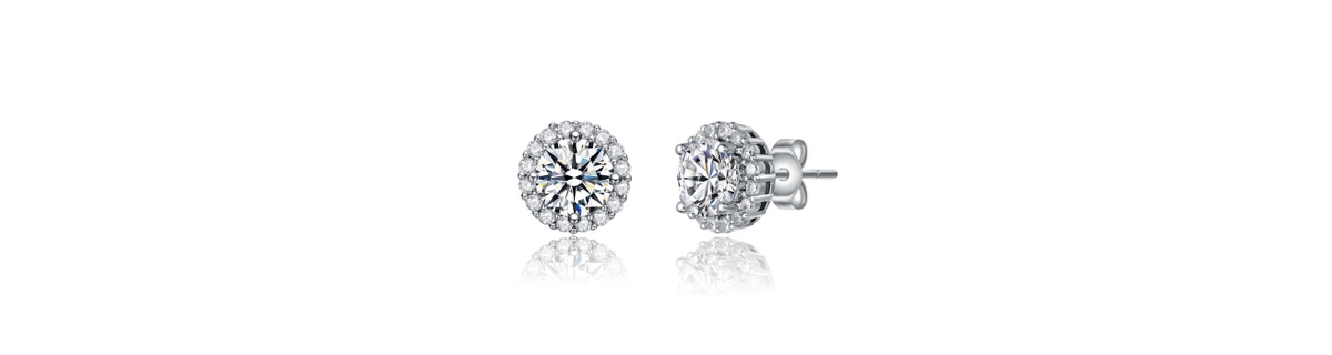 Click here for Elegant Round Stud Earrings with Colored Round Cub... prices