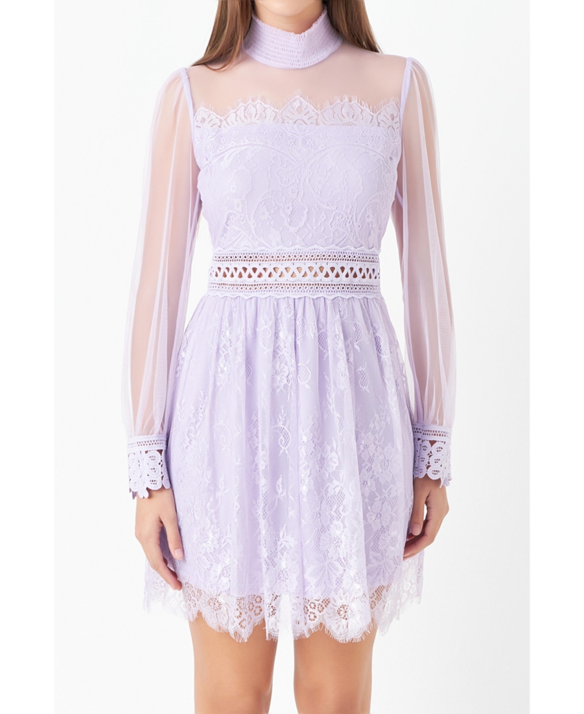 Click here for endless rose Womens Long Sleeve Lace Mini Dress -... prices