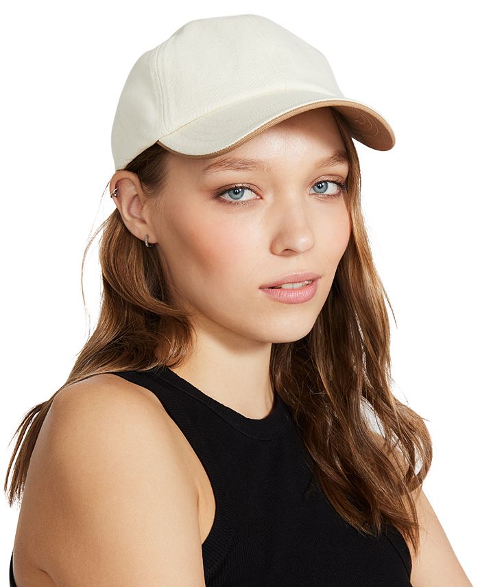 Steve Madden Women's Denim Contrast-Trim Baseball Cap - Macy's