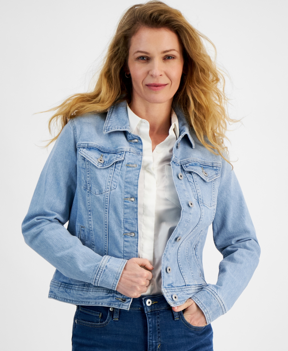 Click here for Style & Co Womens Classic Denim Jacket  Created fo... prices